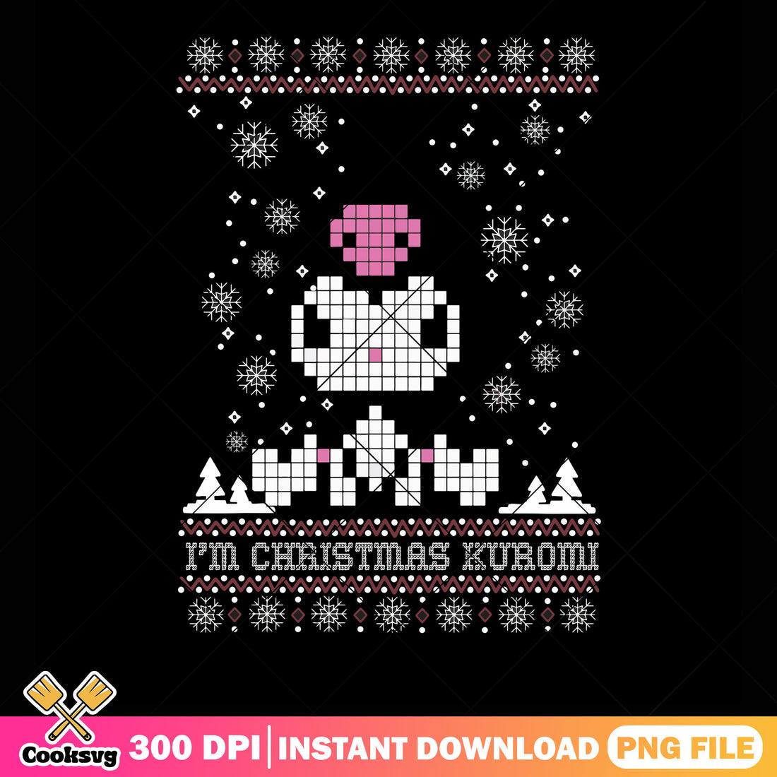 Pixel christmas kuromi png, sanrio kuromi png, christmas vibes png ...
