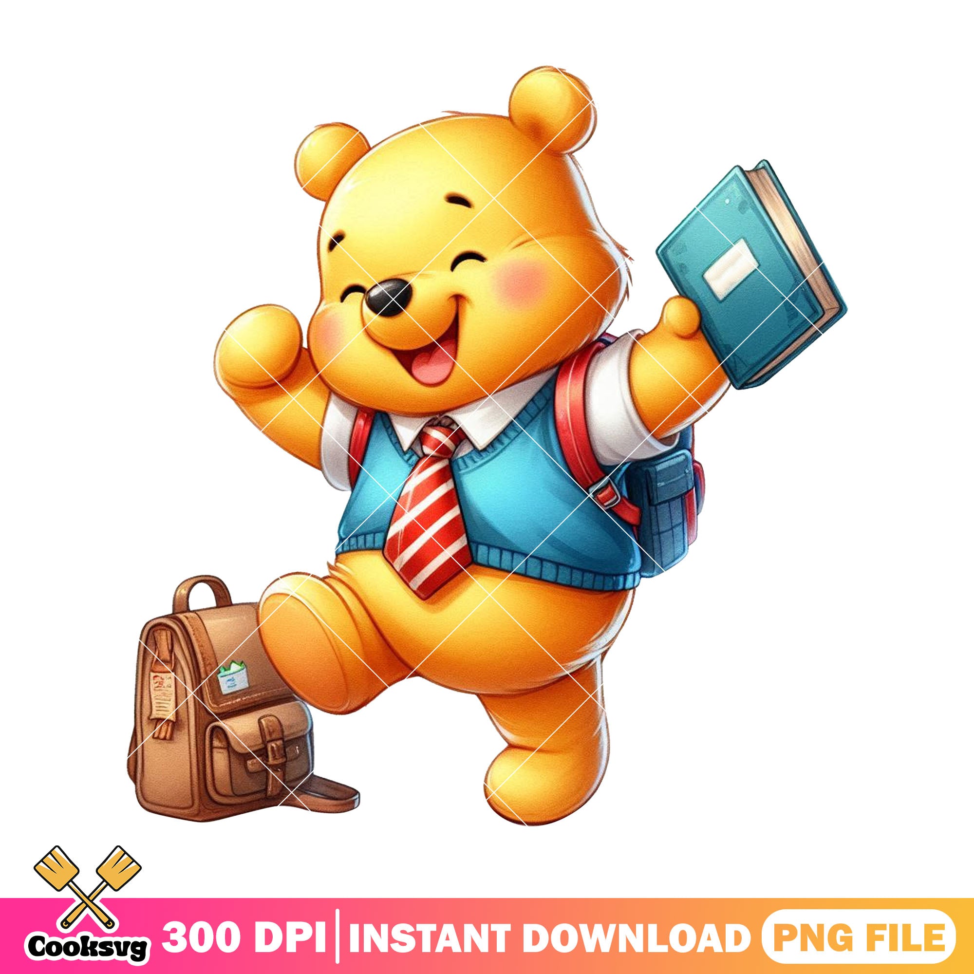 Pooh chibi and backpack png, back to school idea png, pooh disney png ...