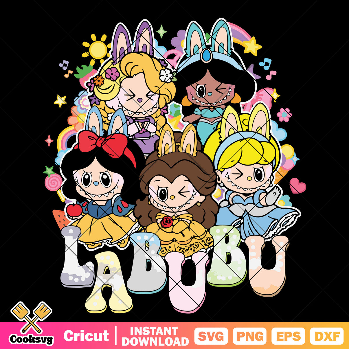 Princess disney labubu svg, labubu clothers svg, popmart labubu svg ...