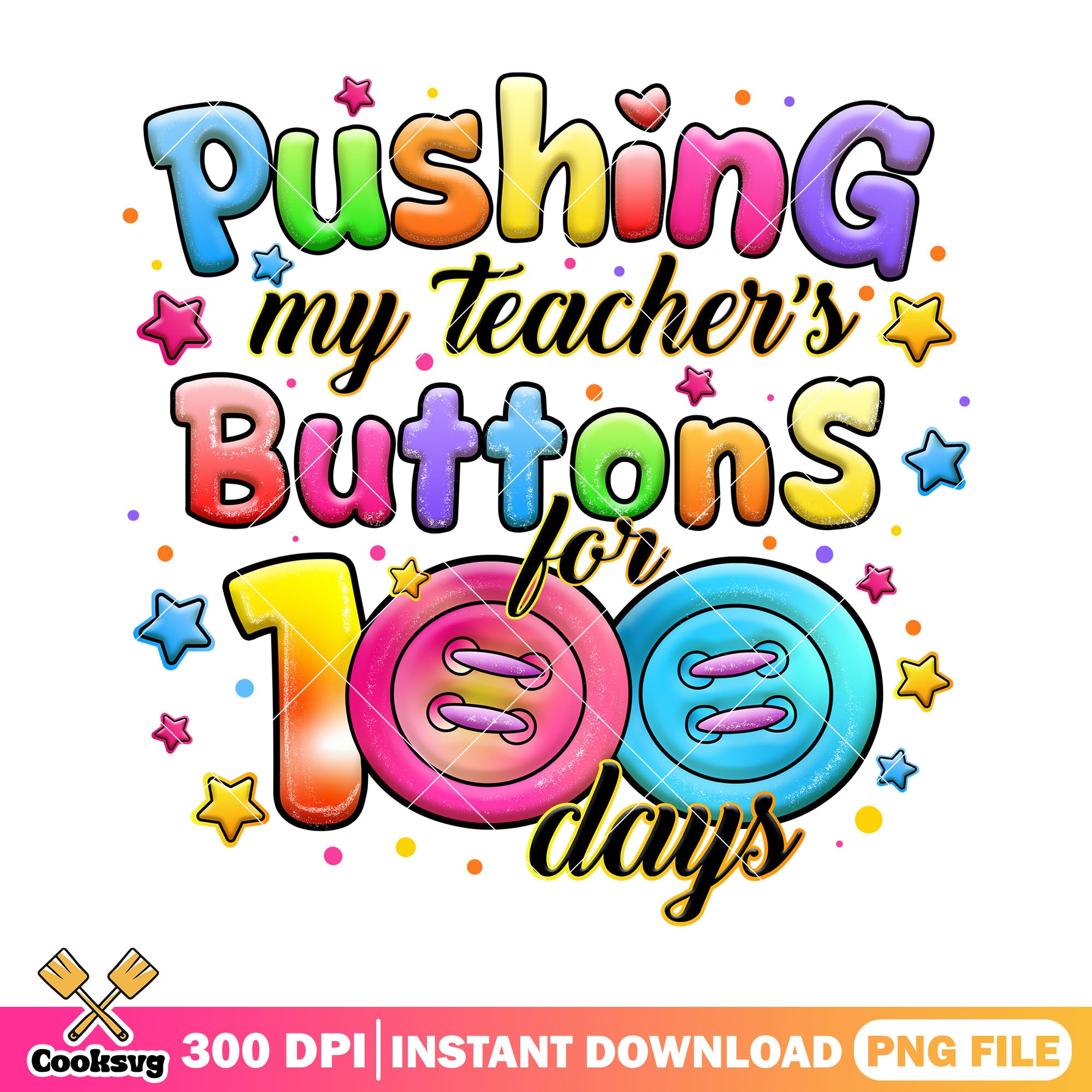 Pushing buttons 100 days png, back to school day png, sticker cute png ...