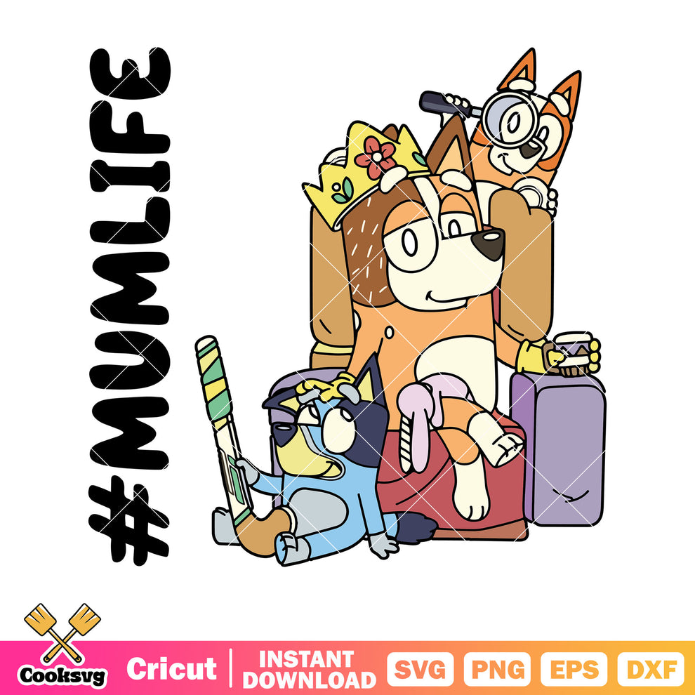 Queen bluey bingo mumlife svg, bluey episodes svg, bluey onesies svg ...
