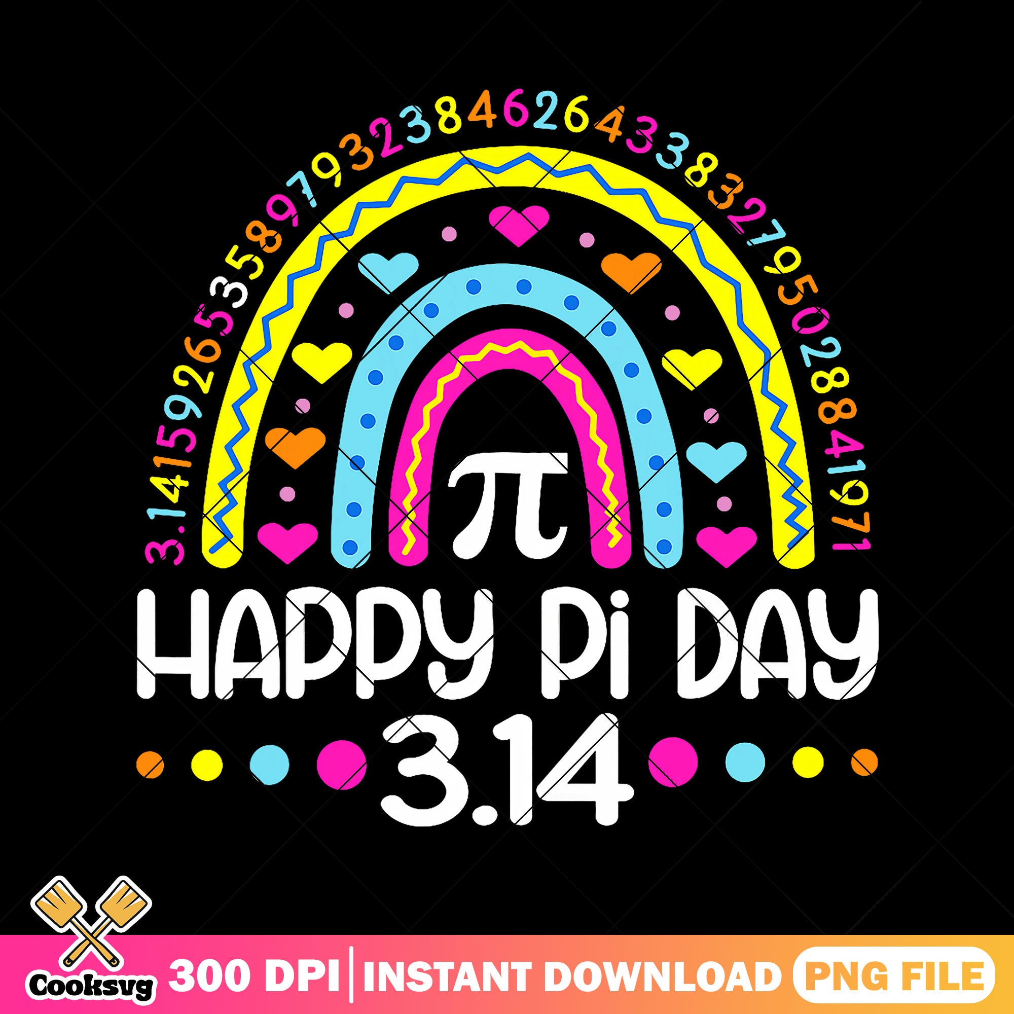 Rainbow happy pi day png, back to school day png, pi number png – Cooksvg