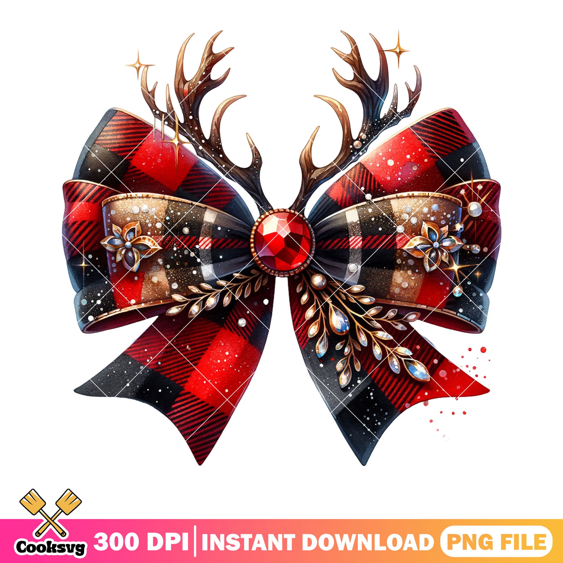 Reindeer christmas ruby bow png, merry xmas png, christmas vibes png ...