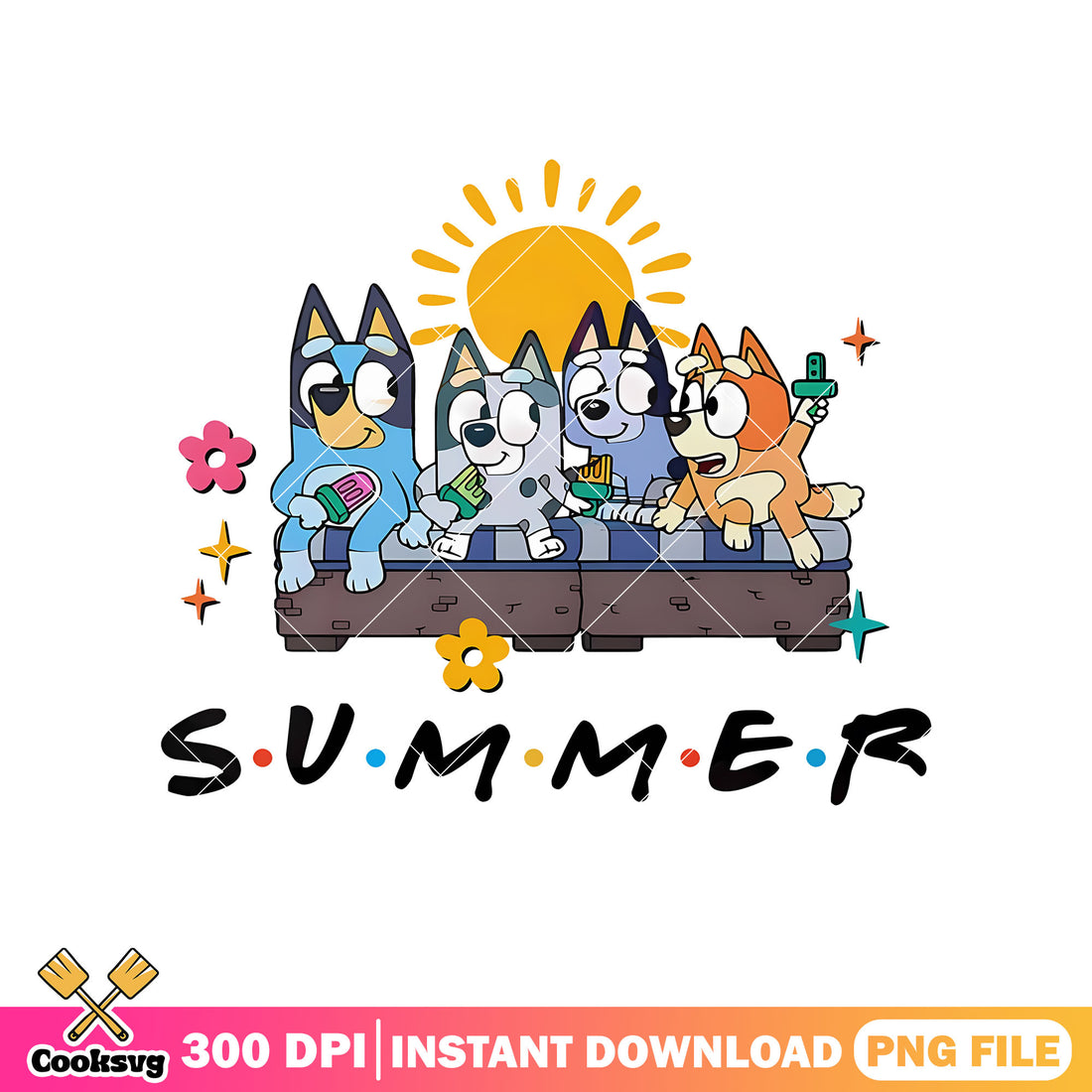 Retro floral bluey summer friends png, bluey costume png, bluey episod ...
