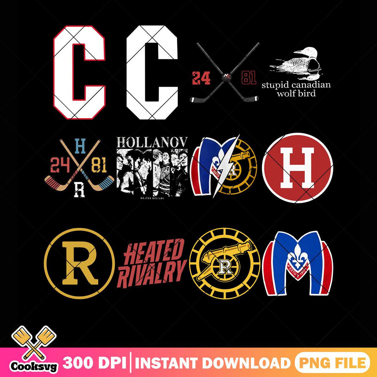 Rivalry wolf bird hockey png bundle, hockey romance png, boston bears ...