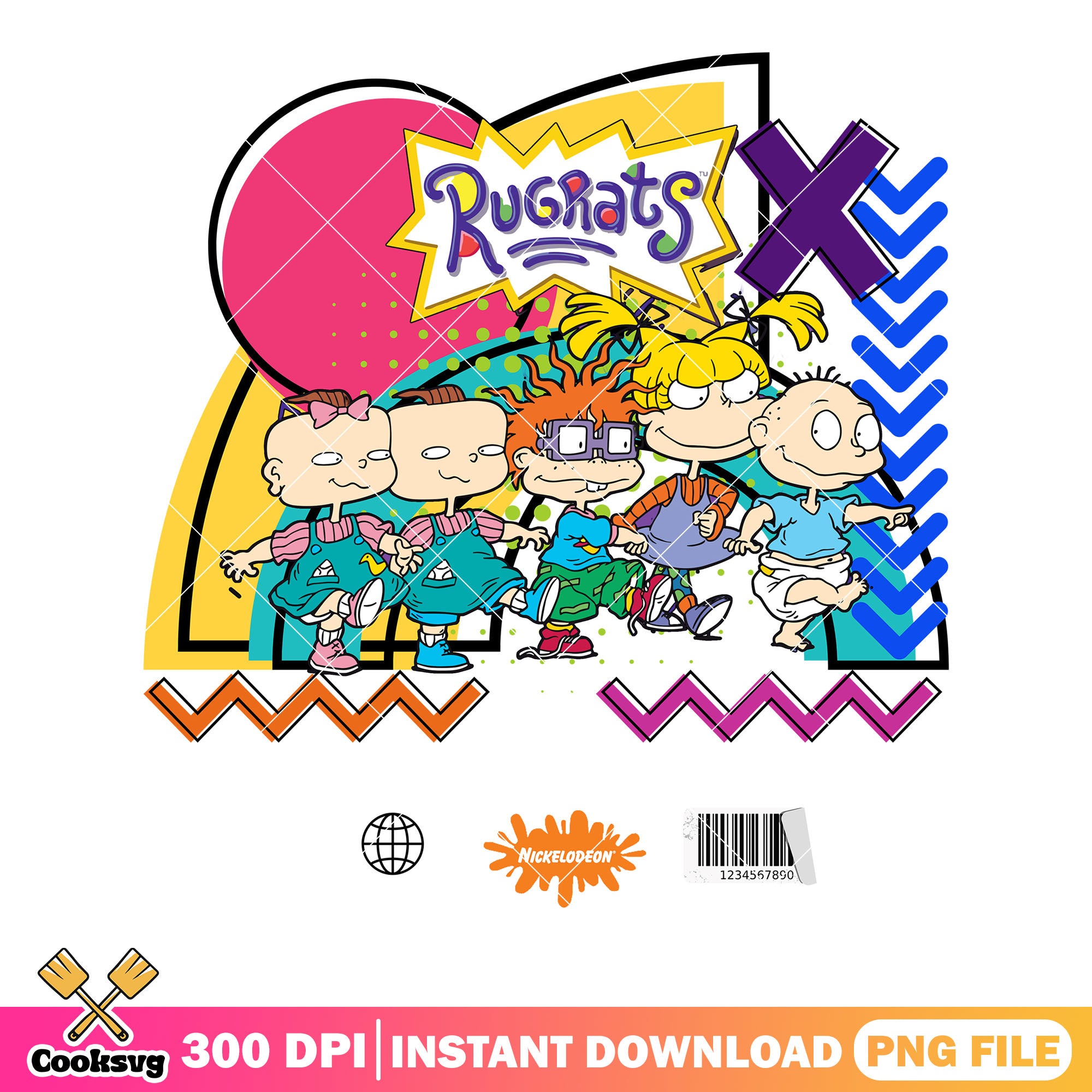 Rugrats lineup cast characters png, 90s Nickelodeon show png – Cooksvg