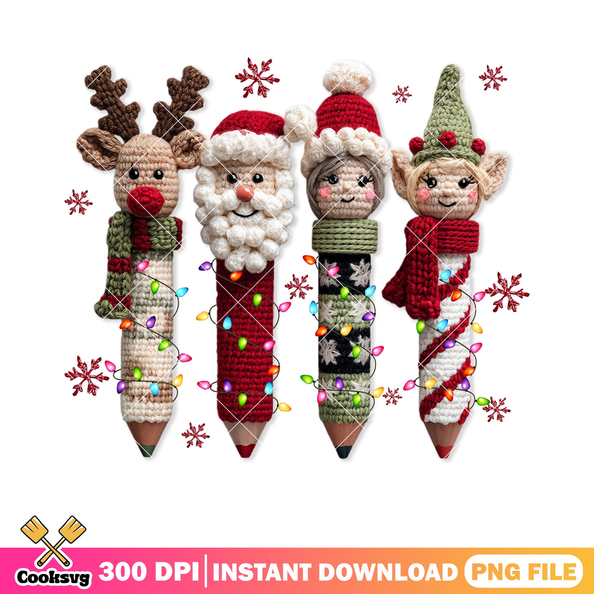 Santa claus knitted pencil png, reindeer png, merry christmas png – Cooksvg