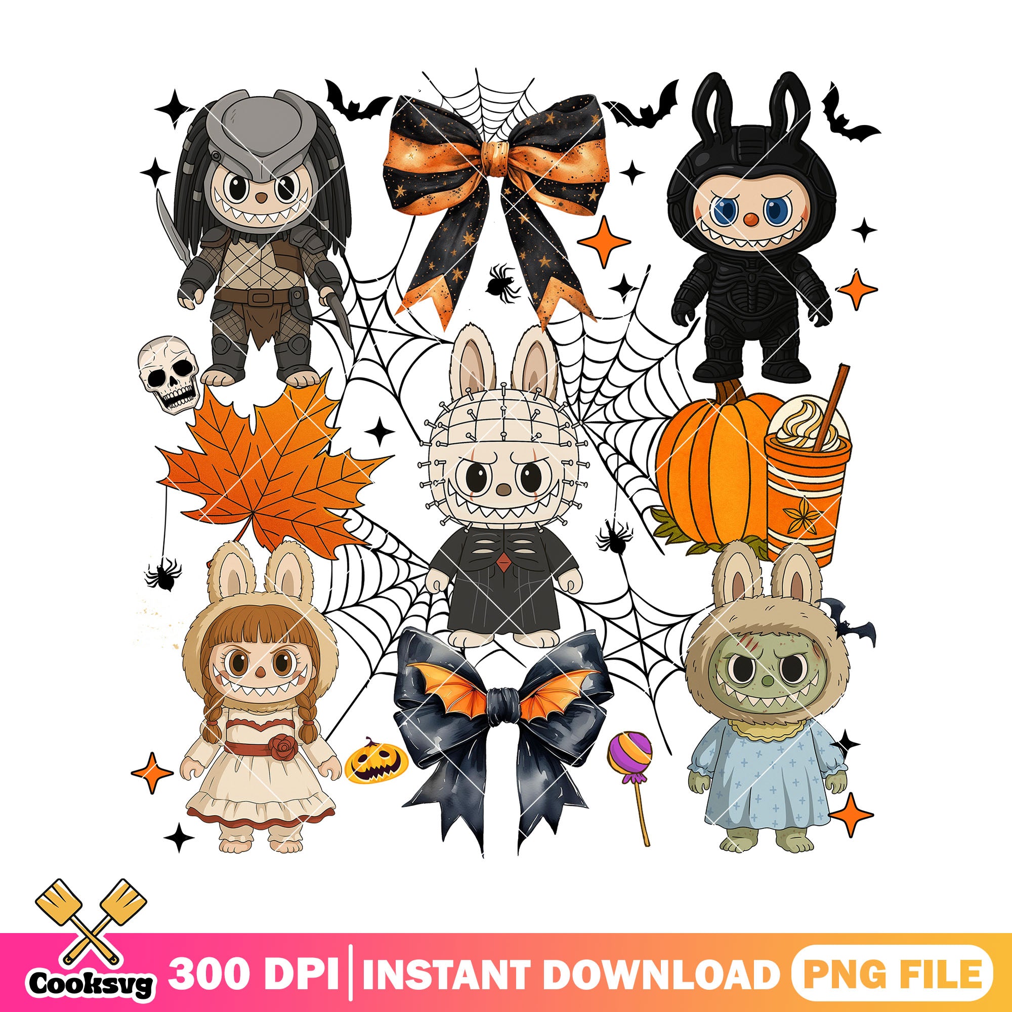 Scary labubu characters png, happy halloween png, labubu halloween png ...