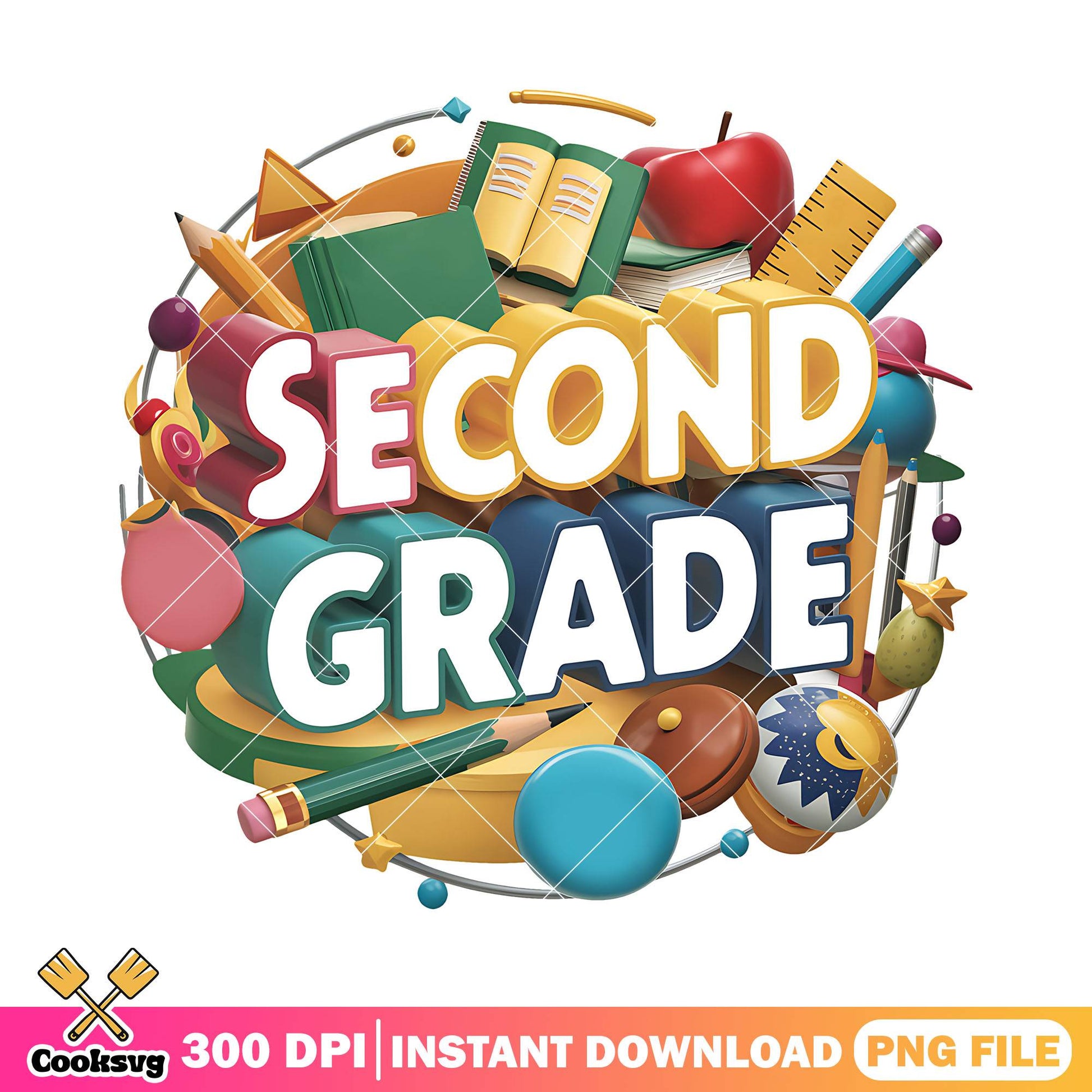 Second grade design file png, back to school art png, logo cute png ...