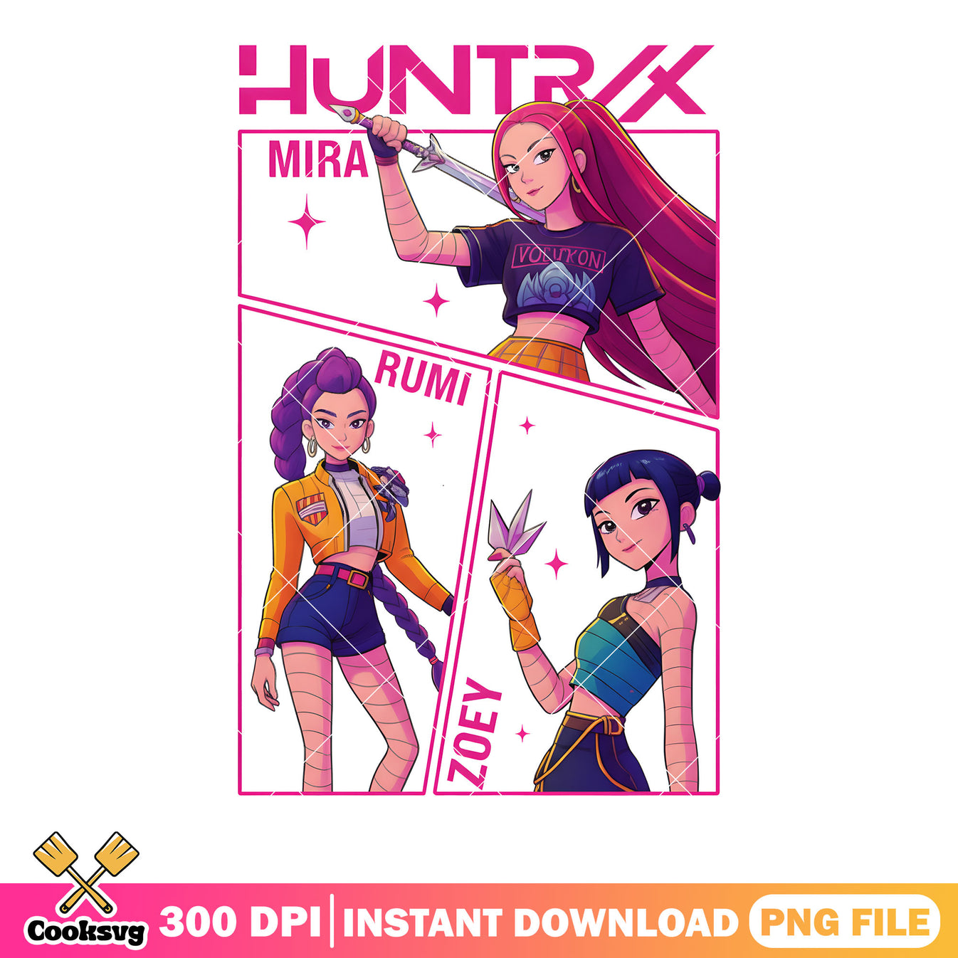 Shinny pink star huntrix png, kpop poster png, huntrix band png – Cooksvg