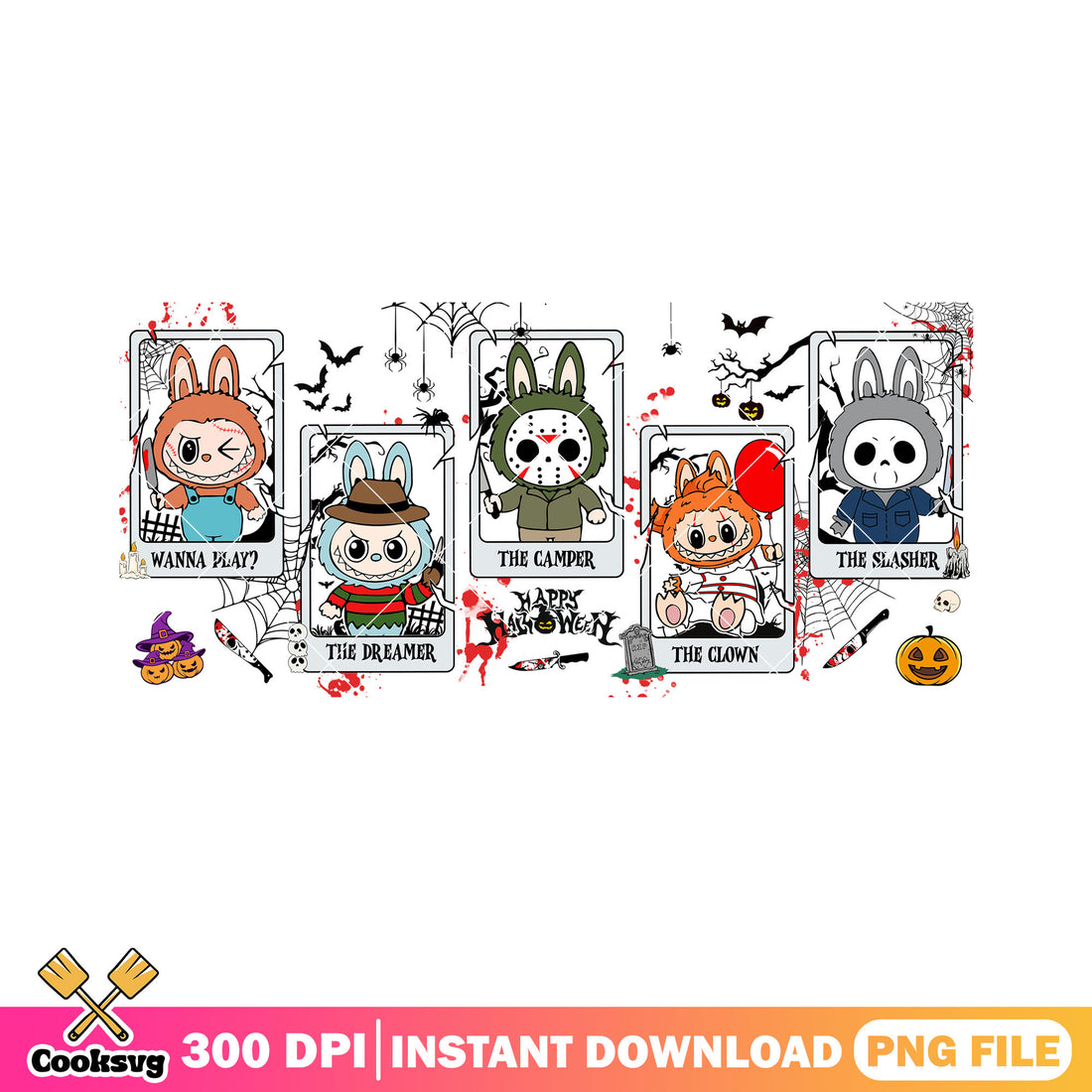 Sinister bunny horror png, horror labubu png, dolls halloween png – Cooksvg