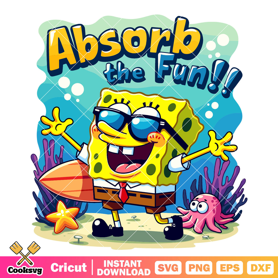 Spongebob cartoon absorb the fun svg, spongebob squarepants svg – Cooksvg