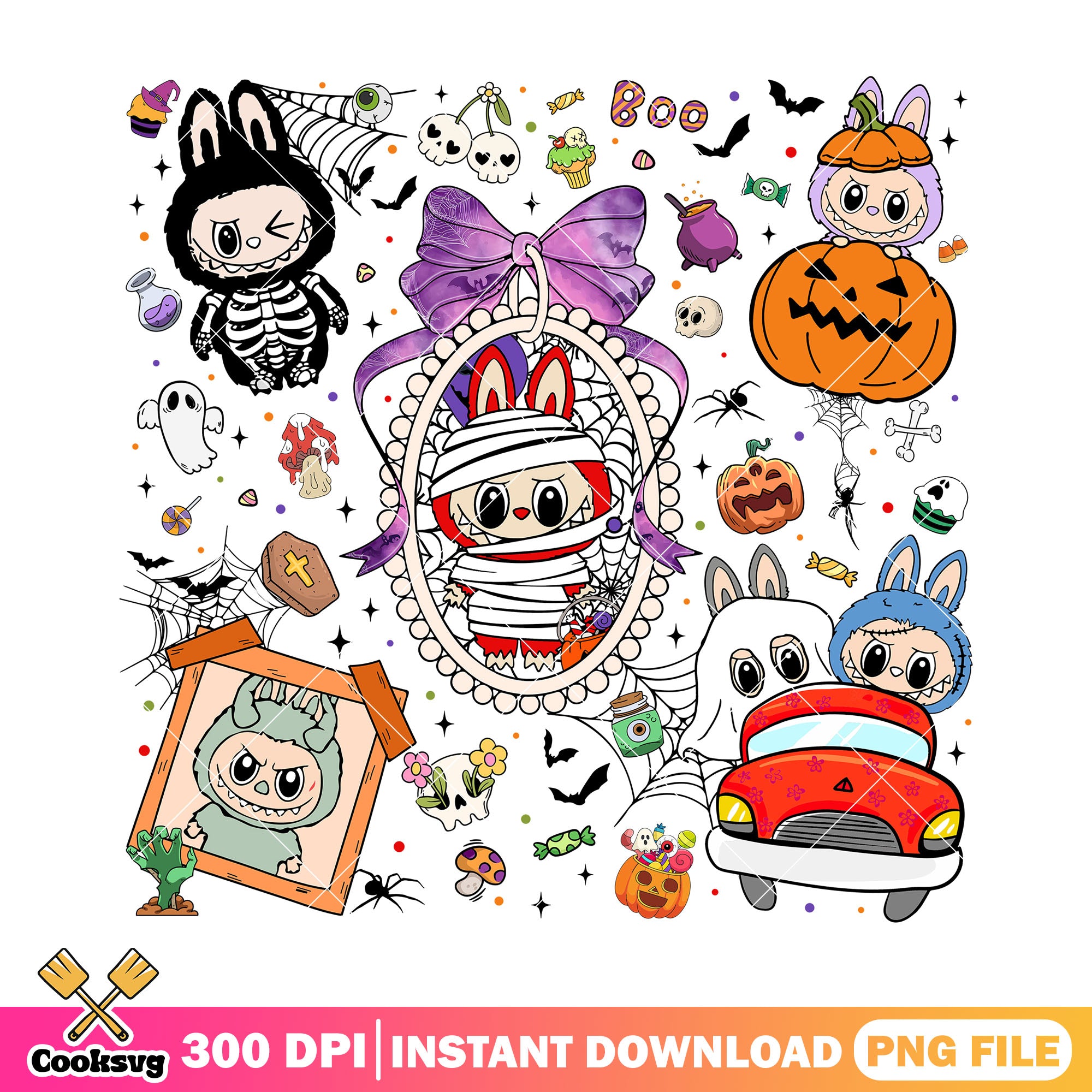 Spooky collection labubu png, labubu popmart png, happy halloween png ...