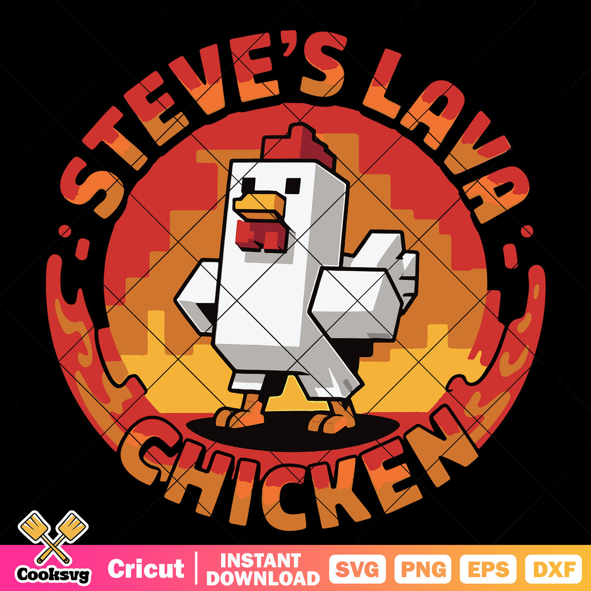 Steves lava chicken minecraft svg, lava chicken svg, minecraft movie s ...
