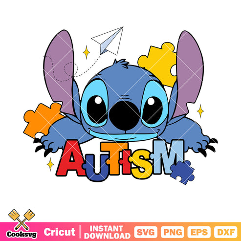 Stitch disney happy autism day svg, stitches disney svg, autism stitch ...