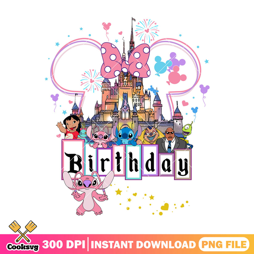 Stitch friends minnie birthday png, stitch birthday png, stitch lilo p ...