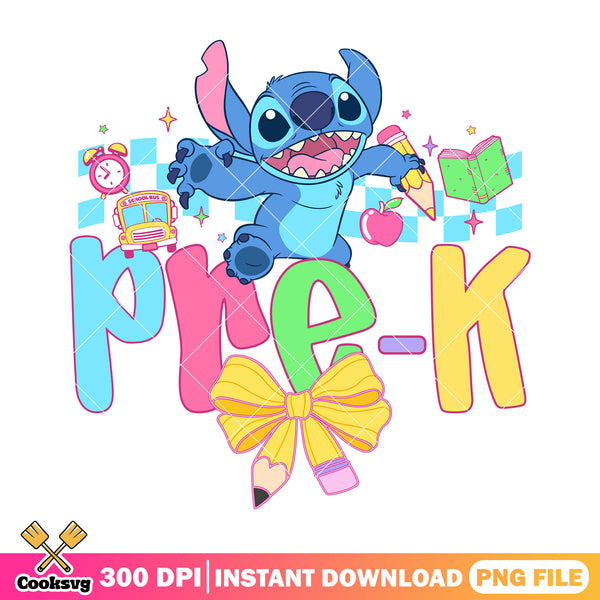 Stitch with pre-k png, art disney png, go back to school png – Cooksvg