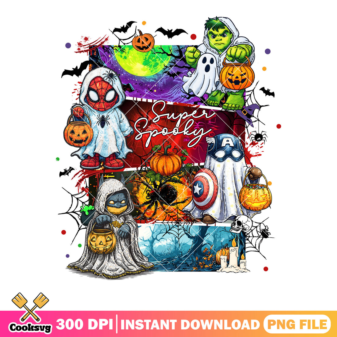 Superhero ghosts png, marvel halloween png, spooky characters png – Cooksvg