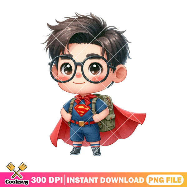 Superman going school png, back to school art png, superman cute png ...