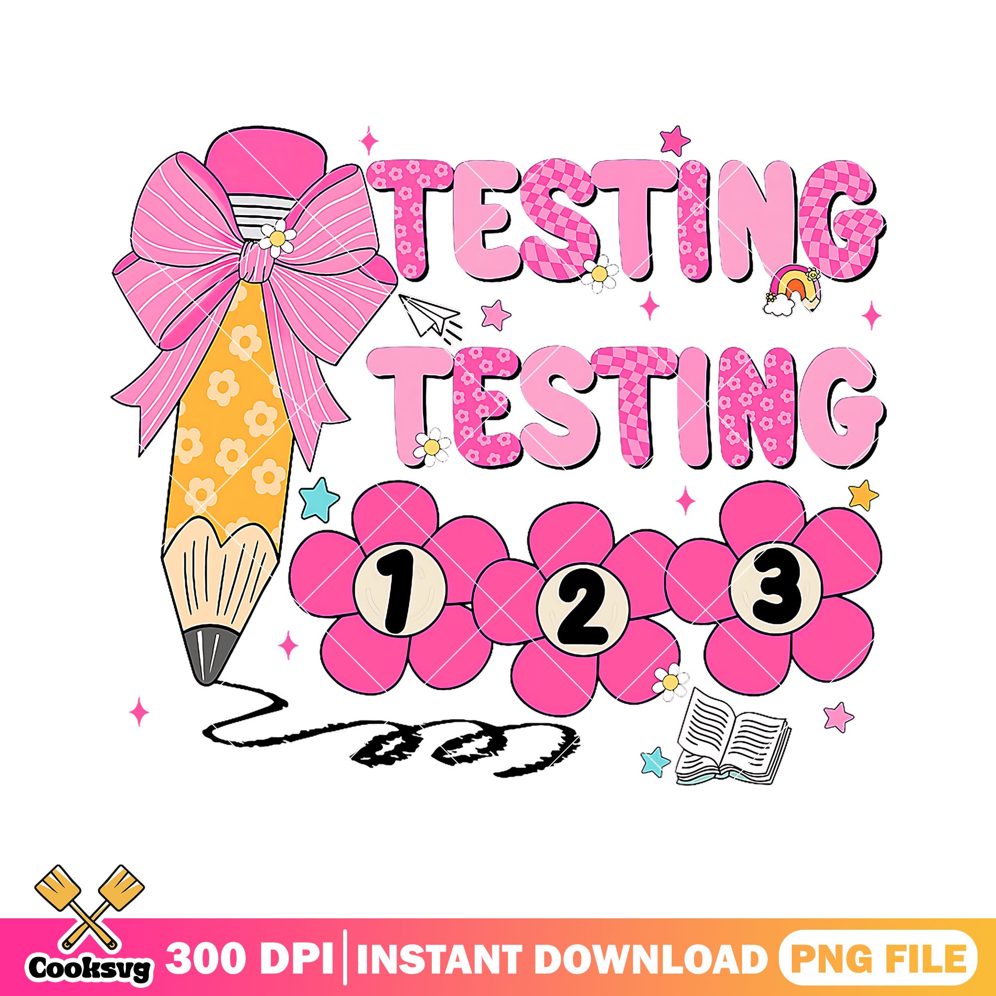 Testing 123 design png, go back to school png, pink font png – Cooksvg