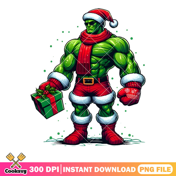 The Hulk christmas png, santa muscle marvel png, christmas gift png ...