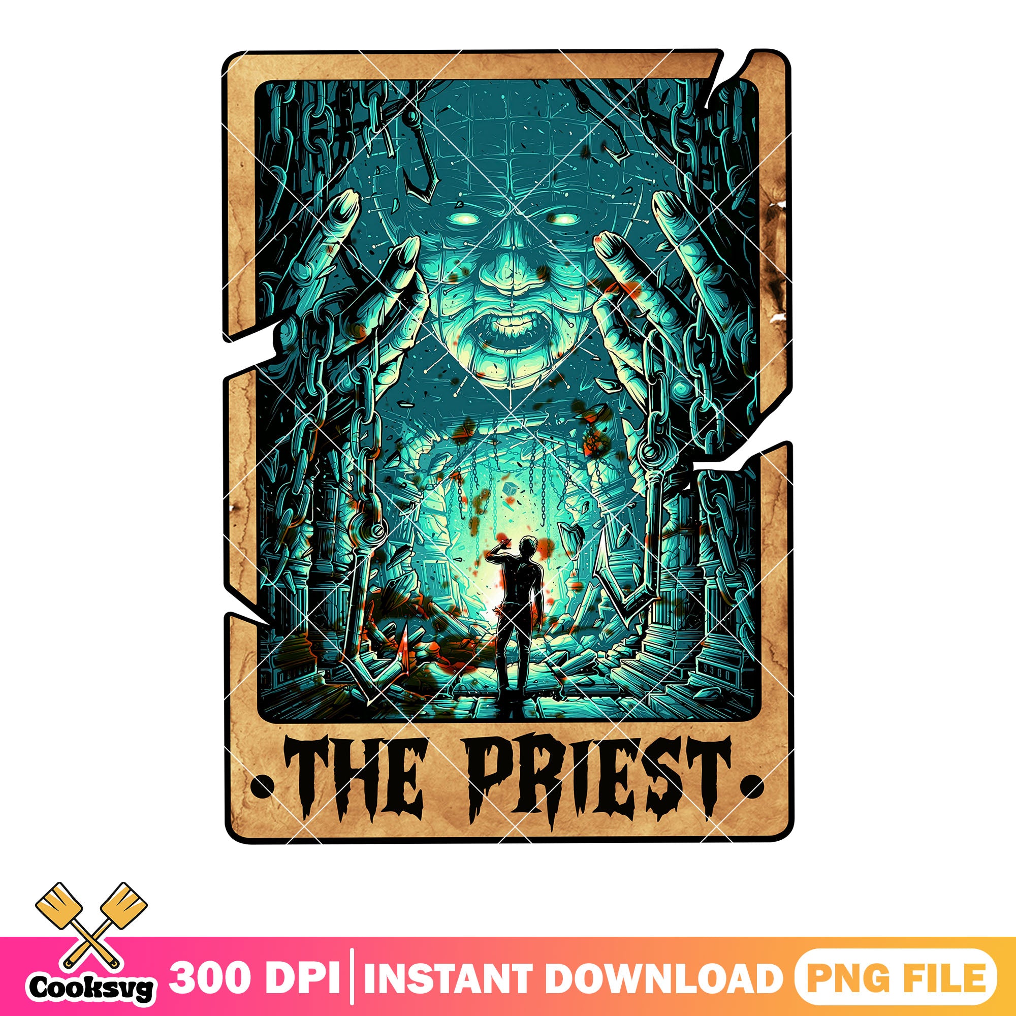The priest creepy art png, the pined head png, scary halloween png ...