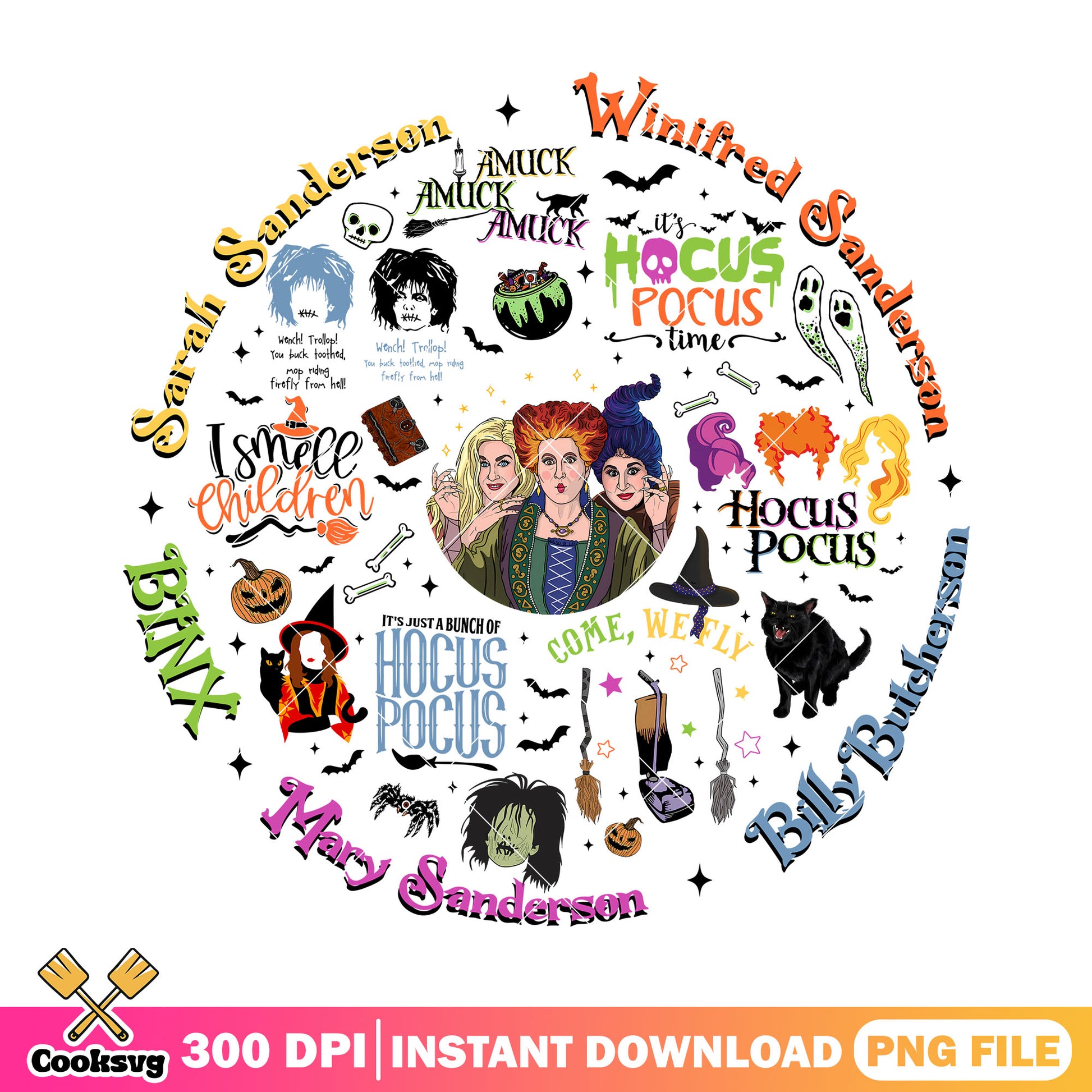 The sanderson sisters circle quotes design png, hocus pocus png – Cooksvg