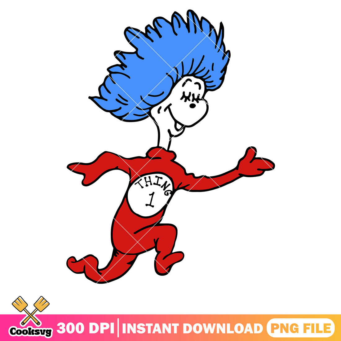 Thing one dr seuss cartoon png design, dr seuss thing one png – Cooksvg