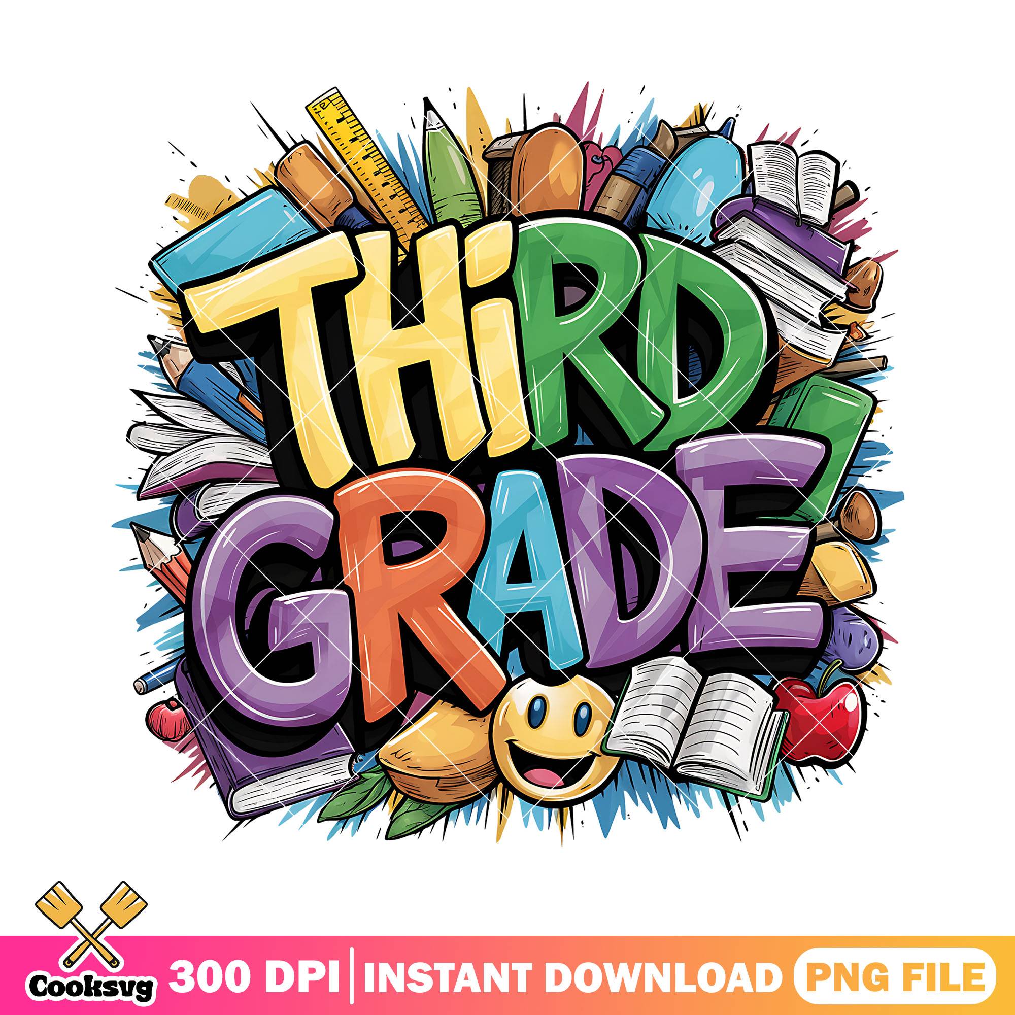 Third grade design file png, back to school day png, poster cute png ...