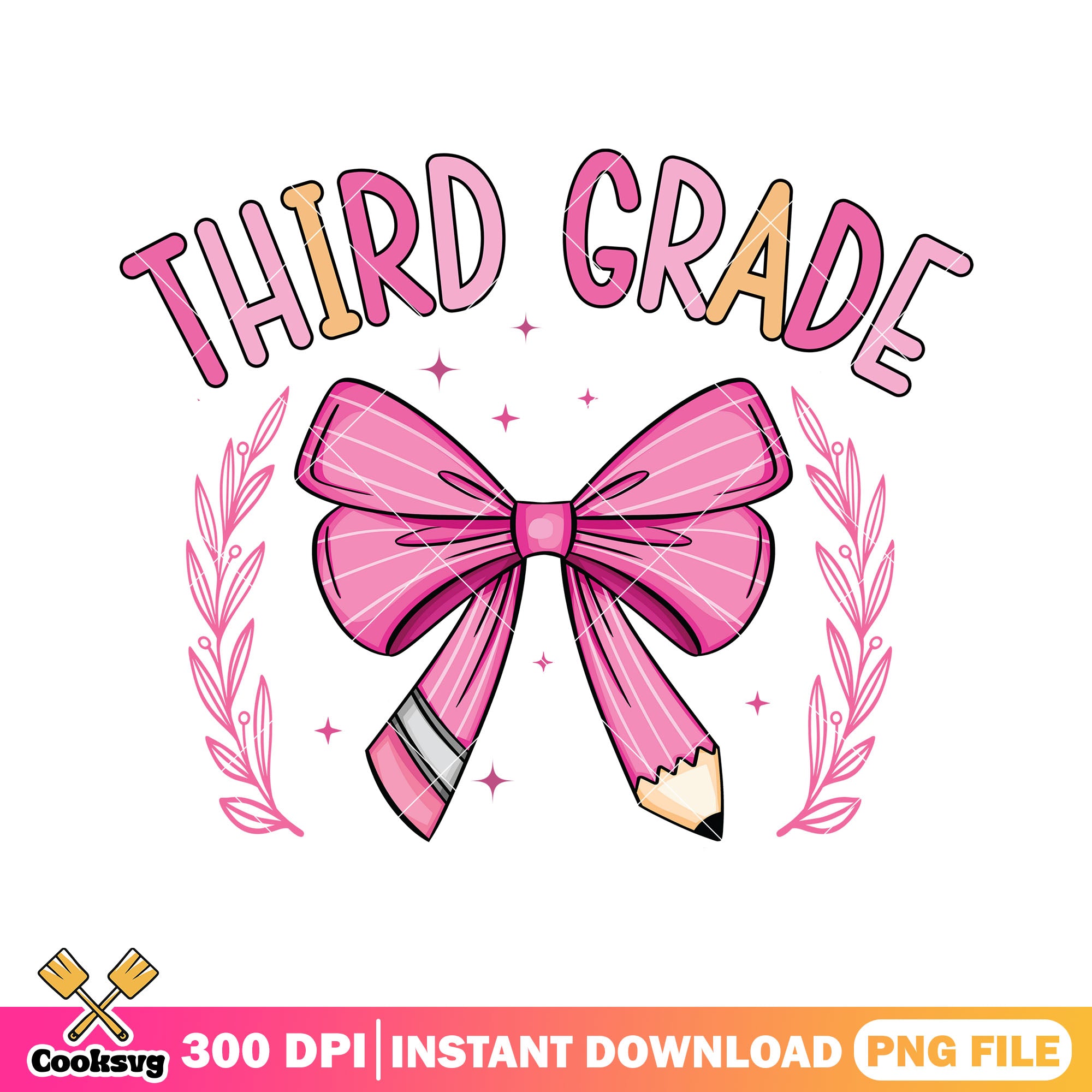 Third grade pink bow design png, 3nd grade png, go back to school png ...