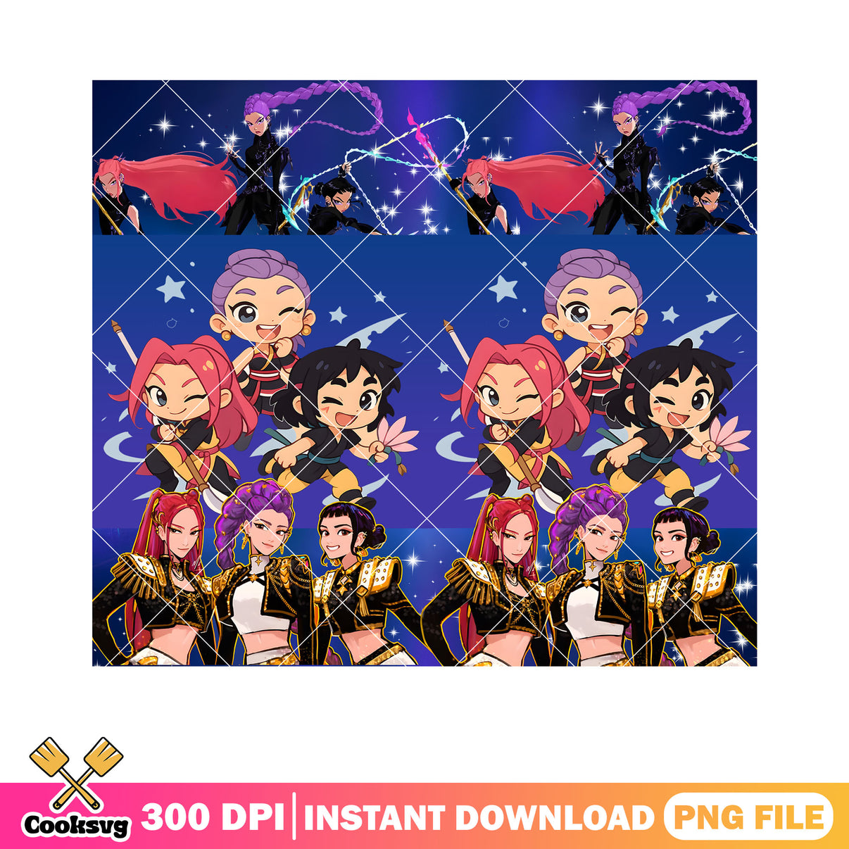 Three type of huntrix kpop png, demon hunters kpop png, huntrix png ...