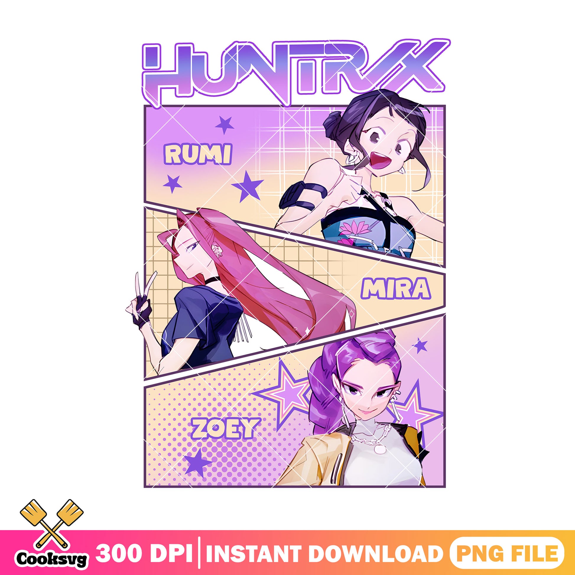 Trio beauty girl huntrix png, huntrix movie png, kpop hunters png – Cooksvg