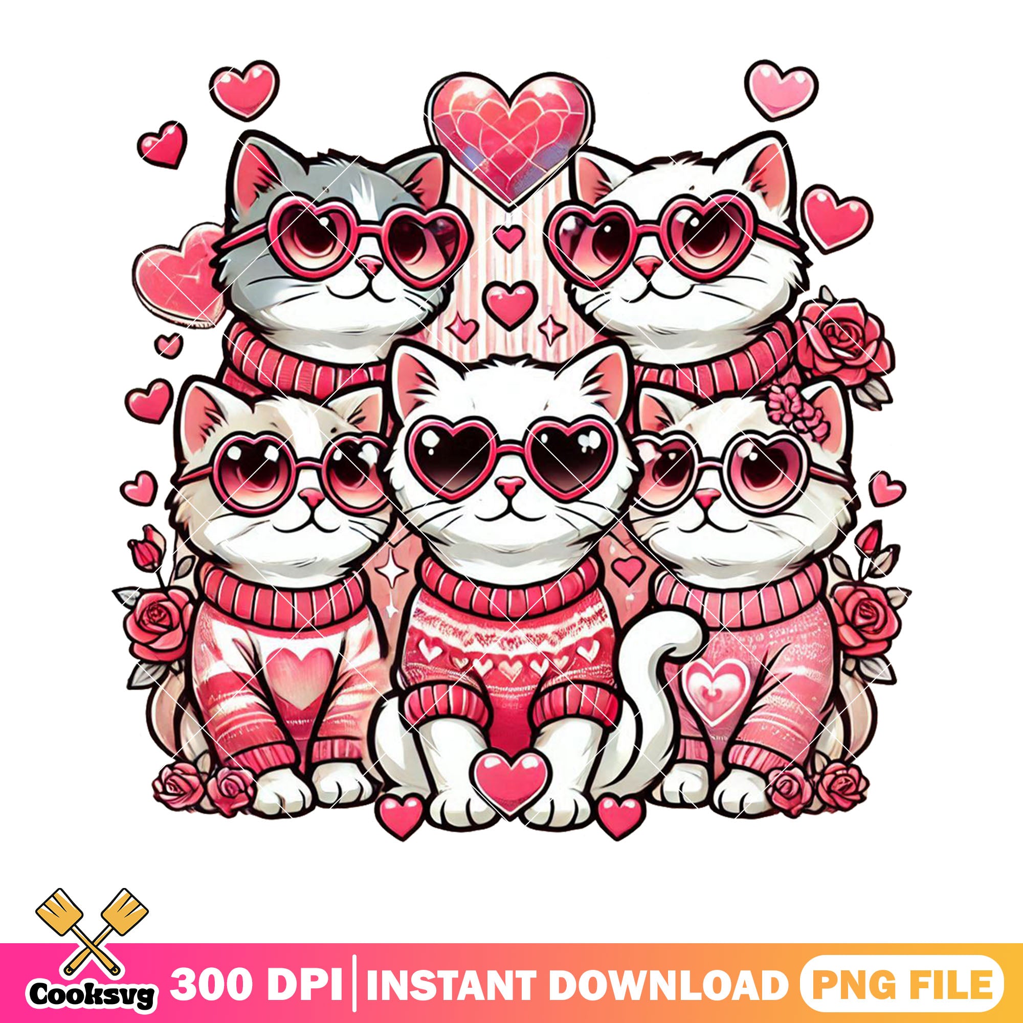 Valentine Cats crew png, love season png, happy valentine day png – Cooksvg