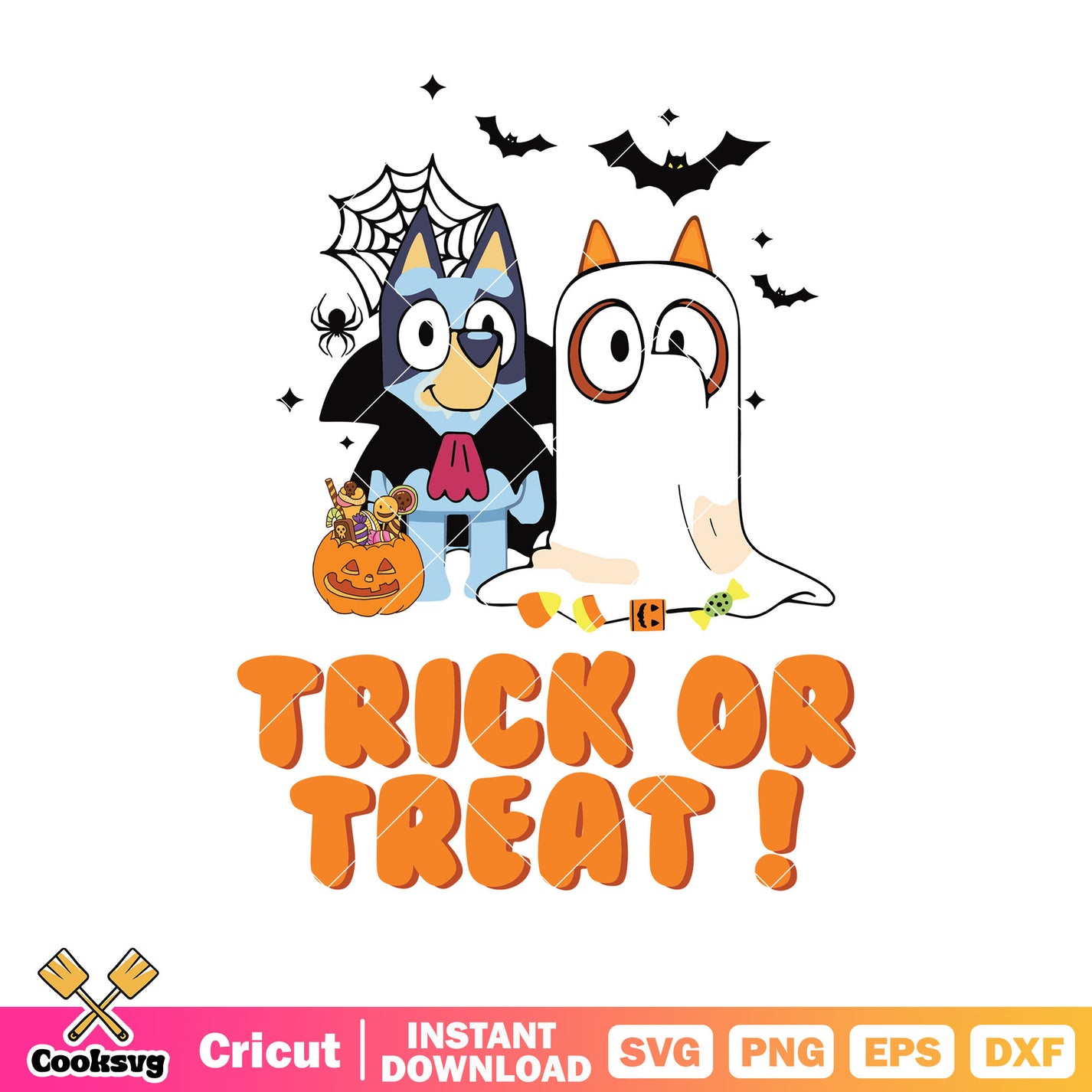 Vampire bluey halloween trick or treat svg, bluey bingo svg, bluey cos ...