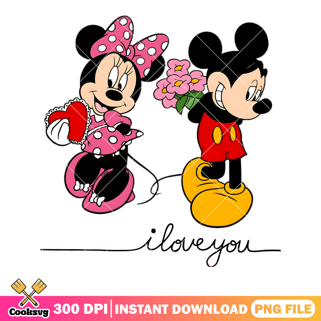 Vintage i love you mickey minnie png, valentine day png, mickey mouse ...