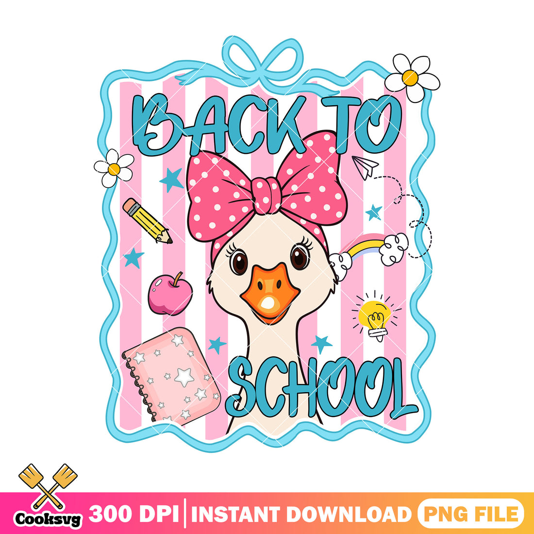 White duck going school png, back to school idea png, cute duck png ...