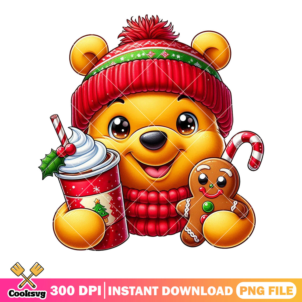 Winnie the pooh png, christmas hot chocolate png, hat cute png – Cooksvg