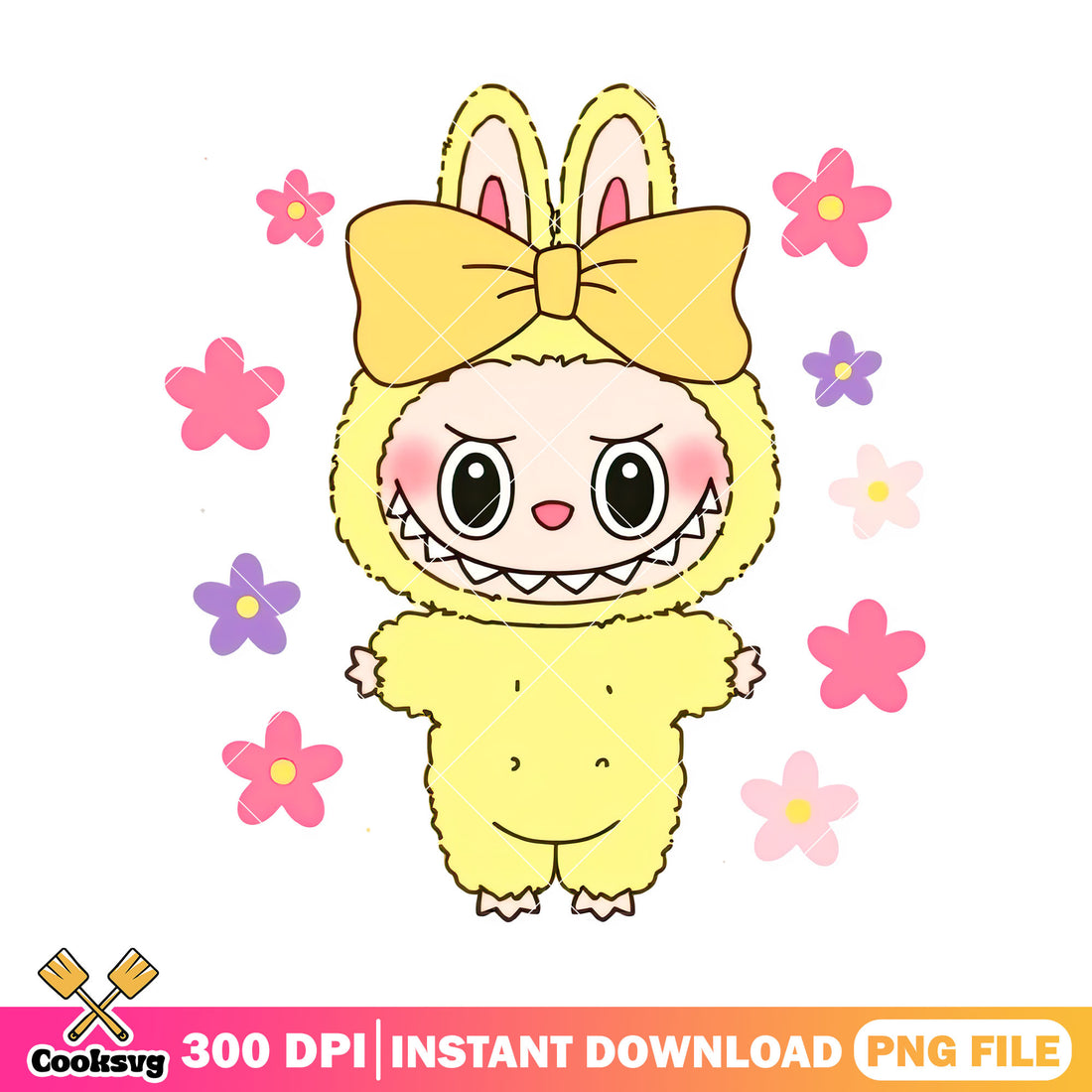 Yellow labubu illustration png, labubu standing png, love labubu png ...