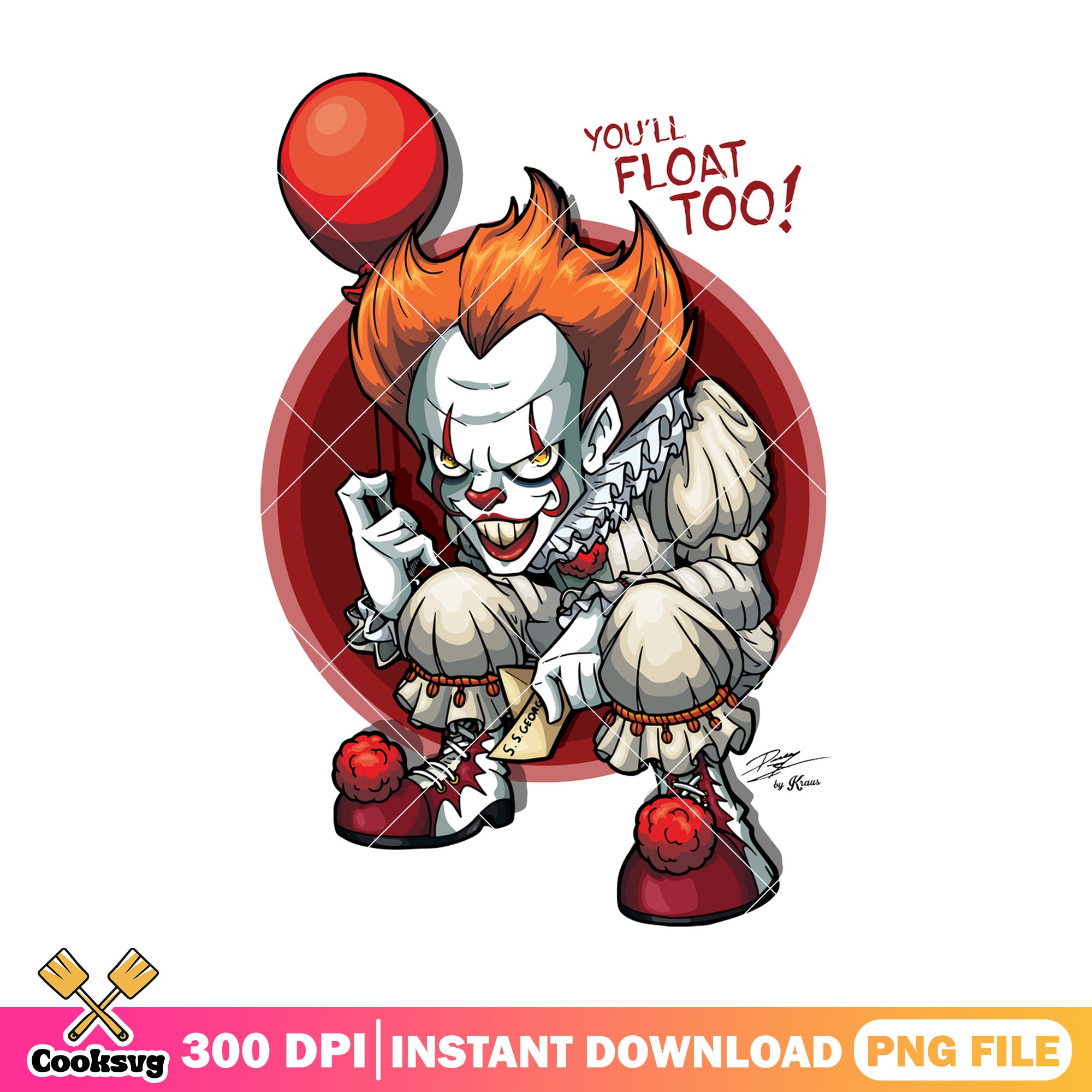 You'll float too cartoon pennywise png, scary clown png – Cooksvg